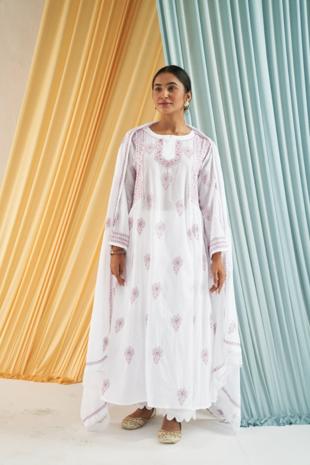 Purple Mulmul Frock Suit